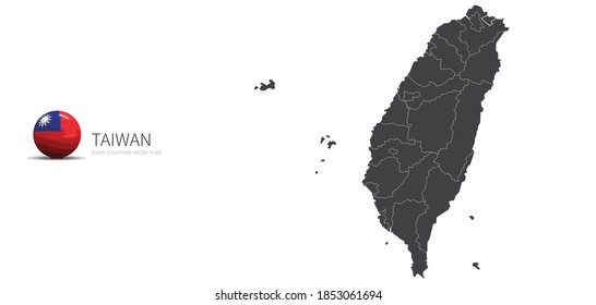Taiwan Map Flag Icon Map Asian Stock Vector (Royalty Free) 1853061694 ...