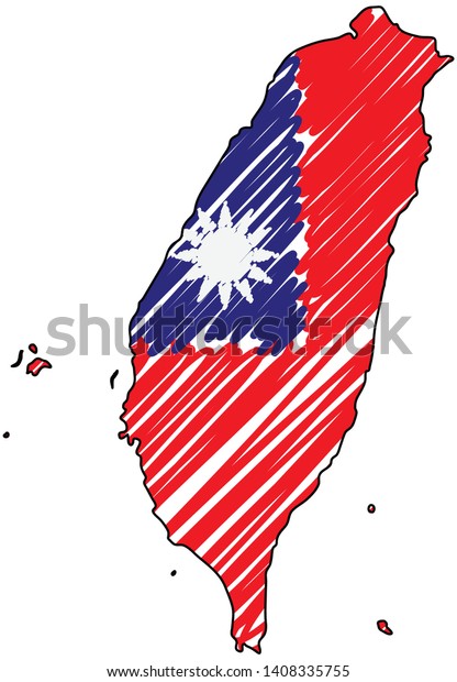 Taiwan Map Hand Drawn Sketch Vector Stock Vector (Royalty Free ...