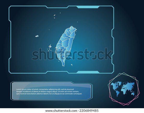 Taiwan Map Infographic Technology Blue Color Stock Vector (Royalty Free ...