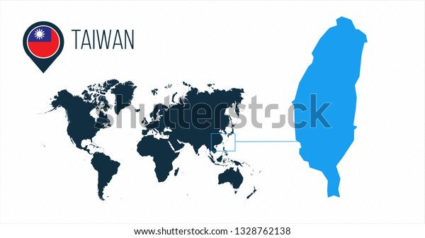 Taiwan Map Located On World Map 스톡 벡터(로열티 프리) 1328762138 | Shutterstock