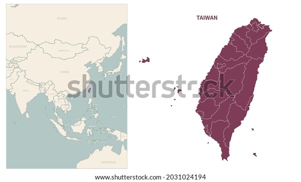 Taiwan Map Map Taiwan Neighboring Countries Stock Vector (Royalty Free ...
