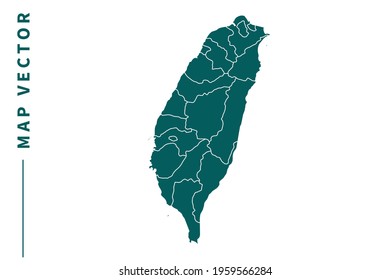 Taiwan Map Vector Green Color On Stock Vector (Royalty Free) 1959566284 ...