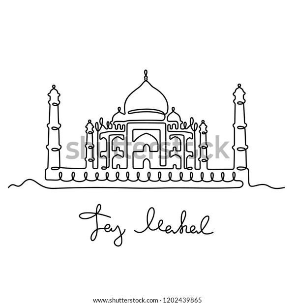 Taj Mahal Continuous Line Drawing Stock Vector (Royalty Free) 1202439865