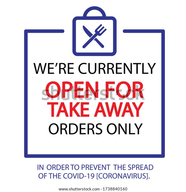 Take Away Only Sign Restaurant Following Stock Vector (Royalty Free ...