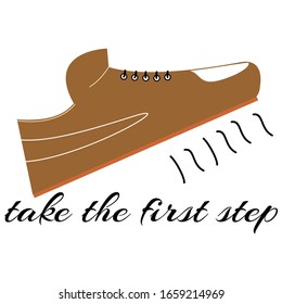 Take First Step Motivational Quotes White Stock Vector (Royalty Free ...