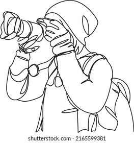 Take Photo Line Drawing Vector Illustration: เวกเตอร์สต็อก (ปลอดค่า ...