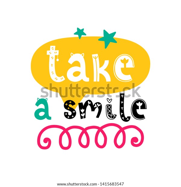 Take Smile Vector Doodle Poster Phrase Stock Vector (Royalty Free ...
