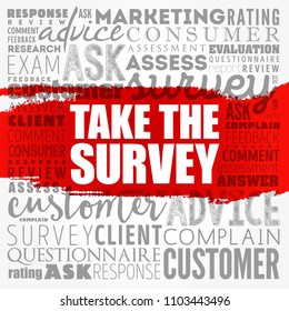 Take Survey Word Cloud Collage Business: vector de stock (libre de ...