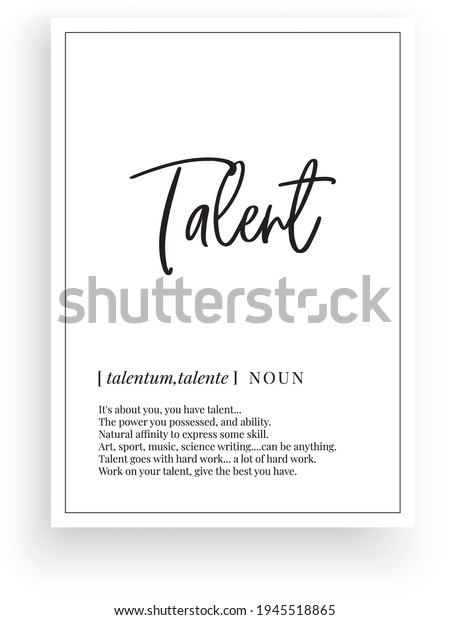 Talent Definition Vector Minimalist Modern Poster Stock Vector (Royalty ...
