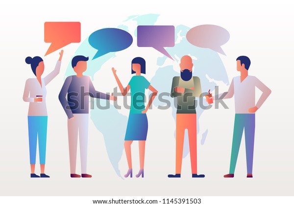 Talk Network Young Modern People Talking Stock Vector (Royalty Free ...