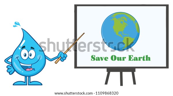 Talking Blue Water Drop Cartoon Mascot Stock Vector (Royalty Free ...