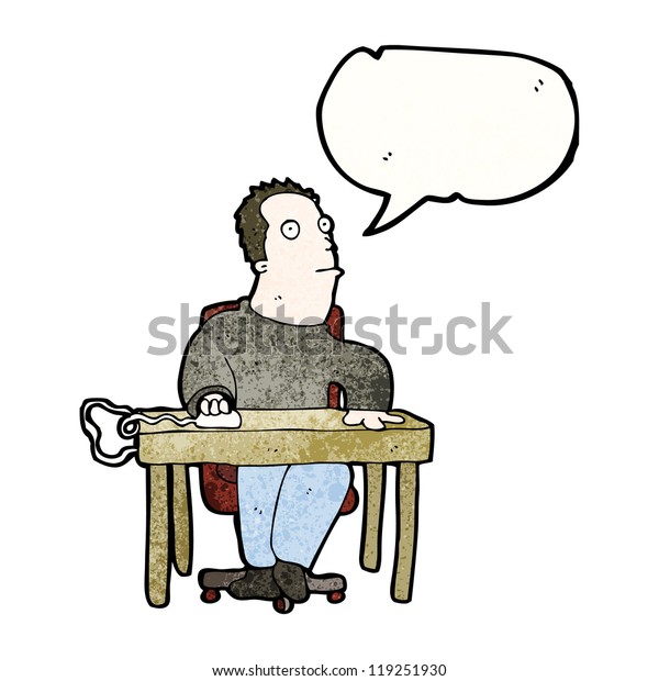 Talking Cartoon Man Sitting Desk Stock Vector (Royalty Free) 119251930 ...
