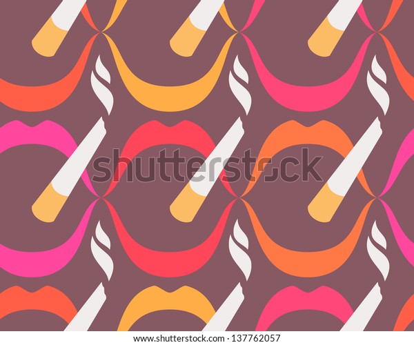 Talking Lips Smoking Cigarettes Seamless Pattern Stock Vector (Royalty ...
