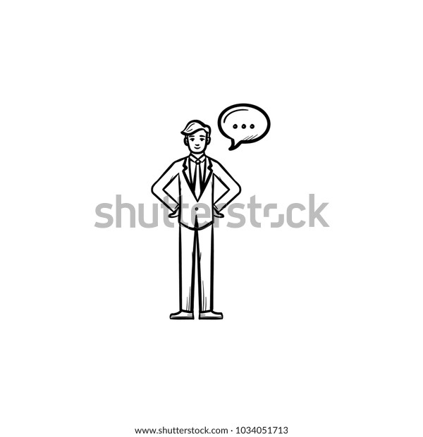 Talking Person Hand Drawn Outline Doodle Stock Vector (Royalty Free ...