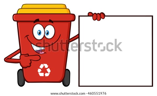 Talking Red Recycle Bin Cartoon Mascot Stock Vector (Royalty Free ...
