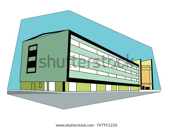 Tall Exterior Line Drawing Vector Colorful Stock Vector (Royalty Free ...
