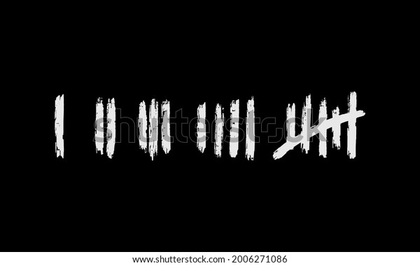 Tally mark. Hand-drawn lines or sticks drawn with chalk on a chalk ...