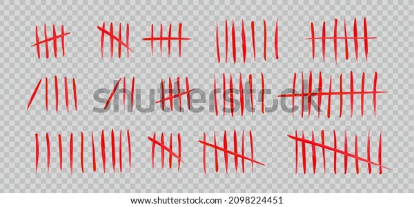 Tally Marks Set On Transparent Background 库存矢量图（免版税）2098224451 ...