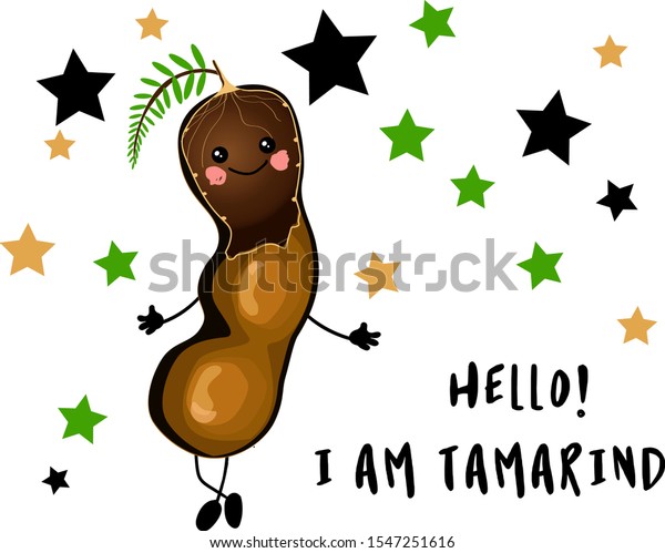 Tamarind Vector Illustration Cute Cartoon Fruit Stock Vector (Royalty ...