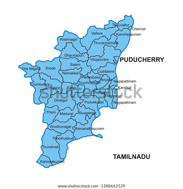 Tamilnadu Map Graphic Vector Stock Vector (Royalty Free) 1288662529