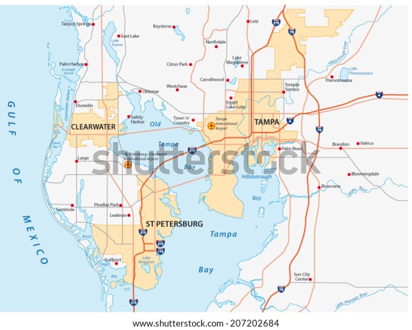Tampa Bay Area Map Stock Vector (Royalty Free) 207202684