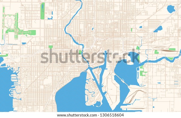 Tampa Florida Printable Map Excerpt This Stock Vector (Royalty Free ...