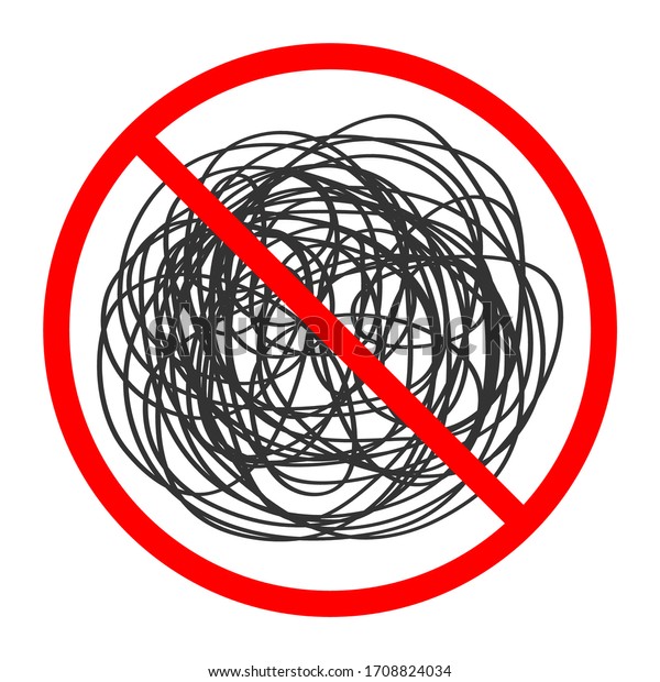 Tangled Line Crossed Out Red Stop Stock Vector (Royalty Free ...