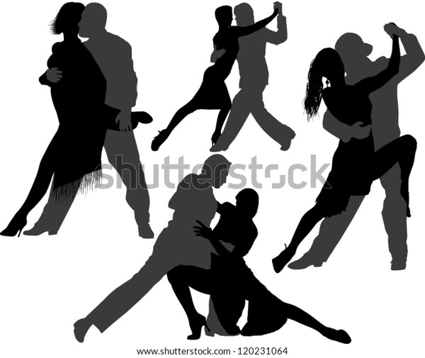 Tango Dance Vector Silhouette On White 스톡 벡터(로열티 프리) 120231064 ...