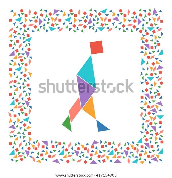 Tangram Man Walking 스톡 벡터(로열티 프리) 417154903 | Shutterstock