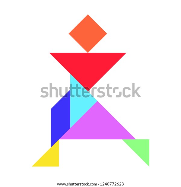Tangram Puzzle Running Happy Man Shape: vector de stock (libre de ...