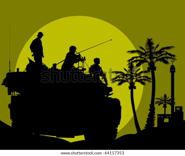 Tank Commander Controls Fight Against Fire Stock Vector (Royalty Free ...