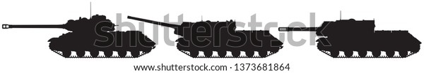 Tank Tank Destroyers Vector Silhouettes Ww2 Stock Vector (Royalty Free ...