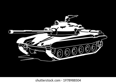 Tank White On Black Background Stock Vector (Royalty Free) 1978988504 ...