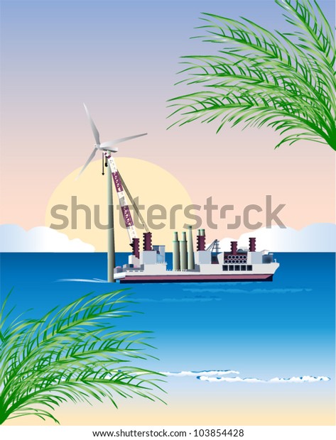 Tanker Landscape Vector Illustration Stock Vector (Royalty Free ...