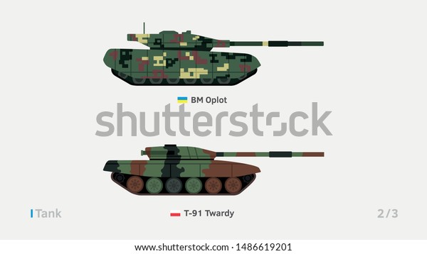 Tanks Set Bm Oplot Ukraine T91 Stock Vector (Royalty Free) 1486619201