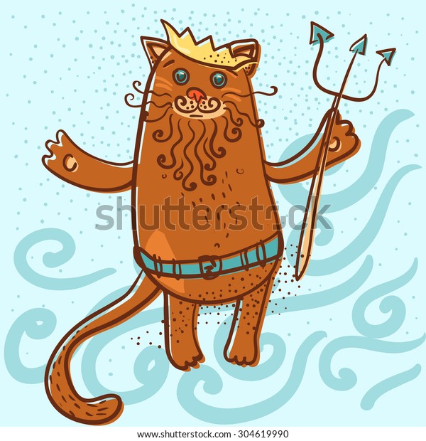 Tanned Neptune Cat Vector Illustration Stock Vector (Royalty Free ...