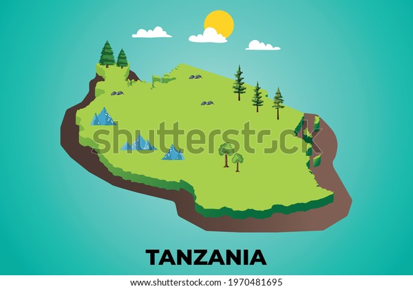 Tanzania 3d Isometric Map Topographic Details Stock Vector (Royalty ...
