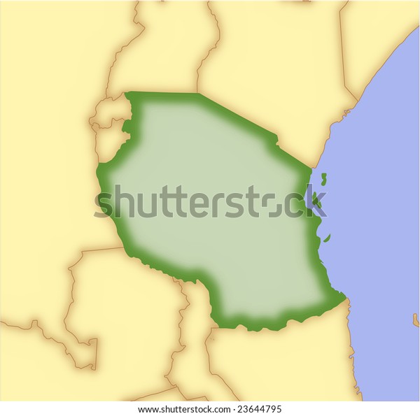 Tanzania Vector Map Borders Surrounding Countries Stock Vector (Royalty ...