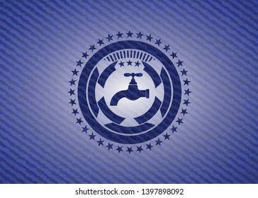Tap Icon Inside Emblem Denim Texture Stock Vector (Royalty Free ...