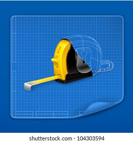 Tape Measure Drawing Blueprint Bitmap Copy Stock Illustration 124444546