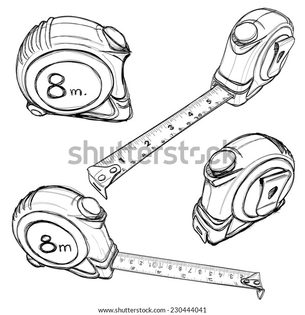 Tape Measure Hand Drawing Vector Stock Vector (Royalty Free) 230444041 ...