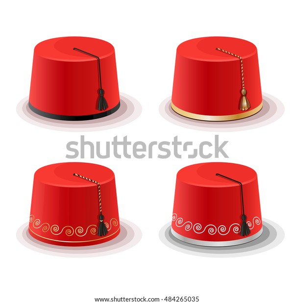 Tarboosh Turkish Traditional Hat Red Conical Stock Vector (Royalty Free ...