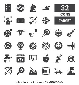 Target Icon Set Collection 32 Filled Stock Vector (Royalty Free ...