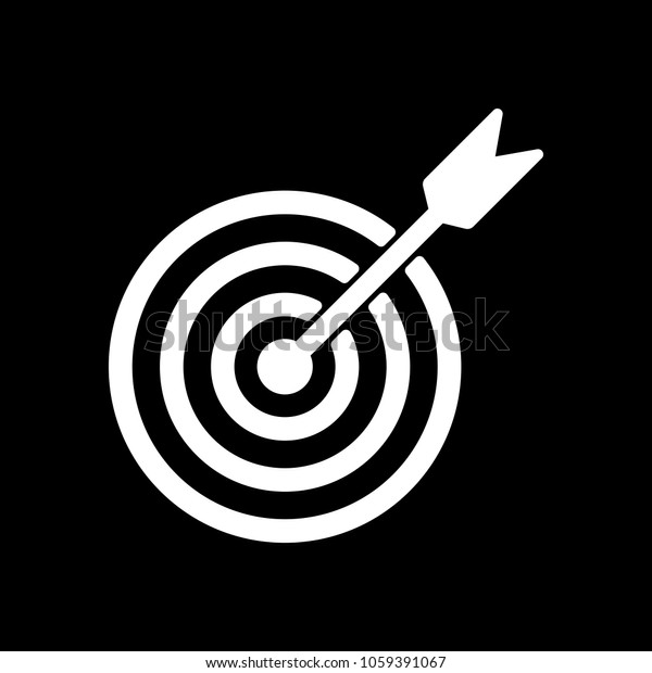 Target Icon White Icon On Black Stock Vector (Royalty Free) 1059391067