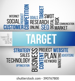 Target Word Cloud Business Concept Background Stock Vector (Royalty ...