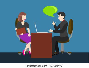 Task Conversation Job Interview Businessman Desk Stock Vector (Royalty ...