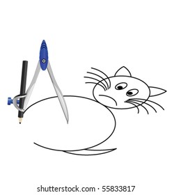 Task Drawing Cat Compass 스톡 일러스트 55835476 | Shutterstock