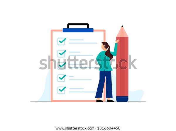 Task List Illustration Concept Woman Holding Stock Vector (Royalty Free ...