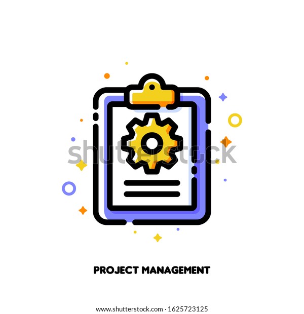 Vektor Stok Task Management Checklist Icon Clipboard Gear (Tanpa ...