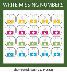 Task Write Lost Numbers 1 20 Stock Vector (Royalty Free) 2176425625 ...